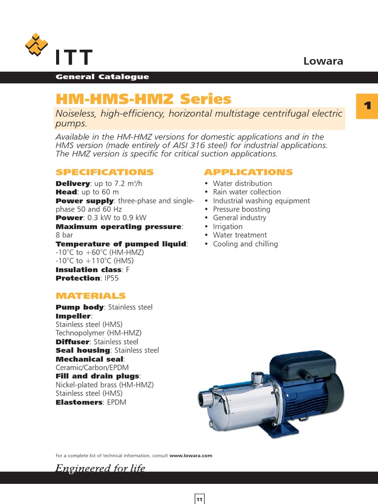 Catalog Lowara | PDF | Pump | Building Engineering