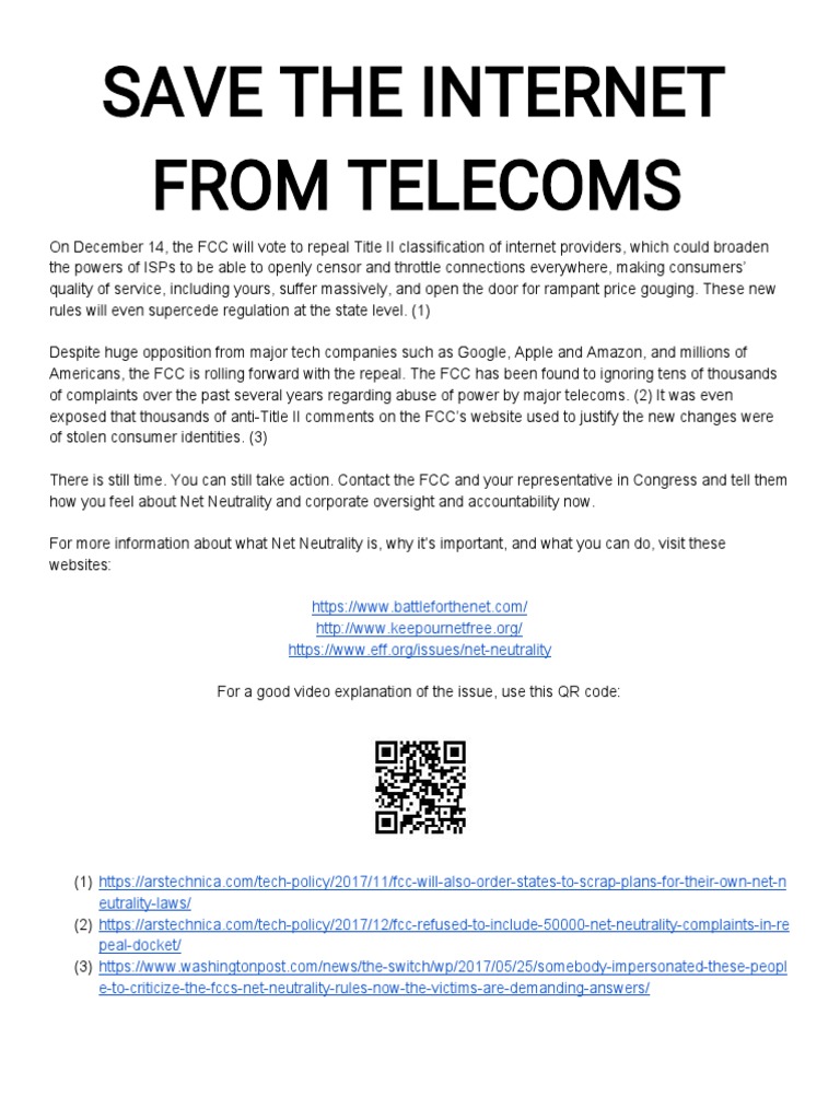 Net Neutrality Flyer | PDF | Net Neutrality | Telecommunications Law