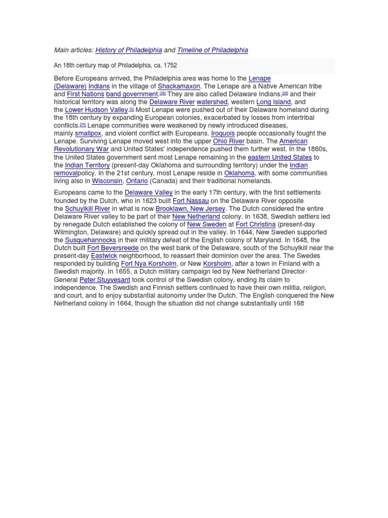 Main Articles: And: History of Philadelphia Timeline of Philadelphia ...