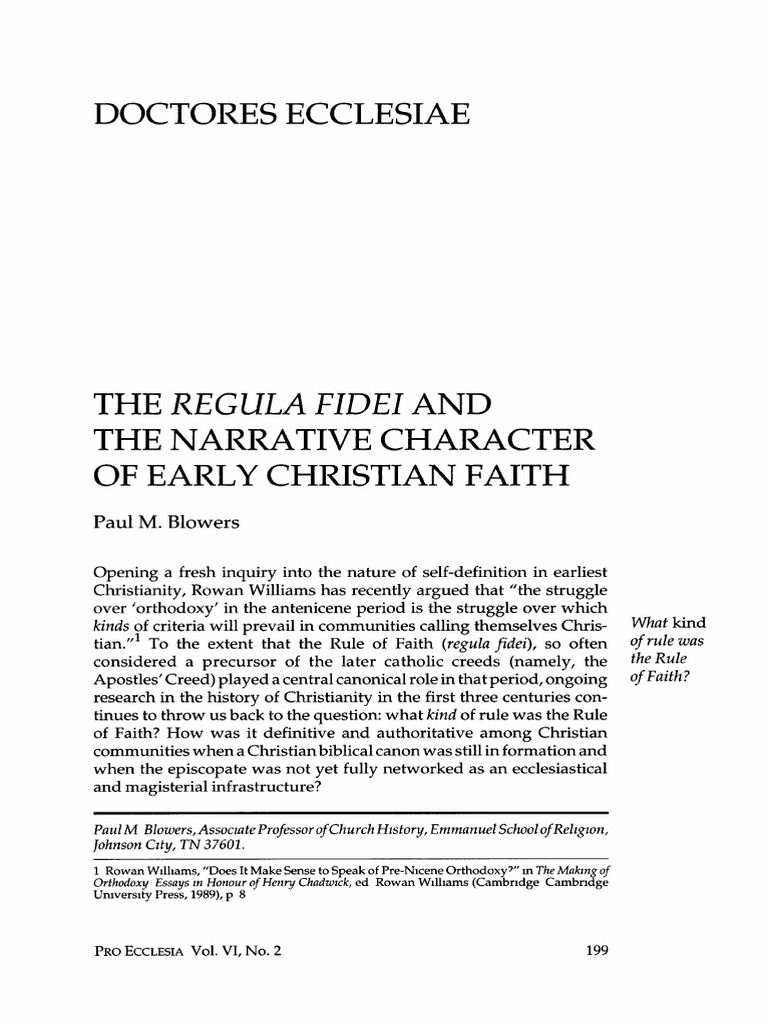 Regula Fidei by Blowers PDF | Download Free PDF | Christian Church ...