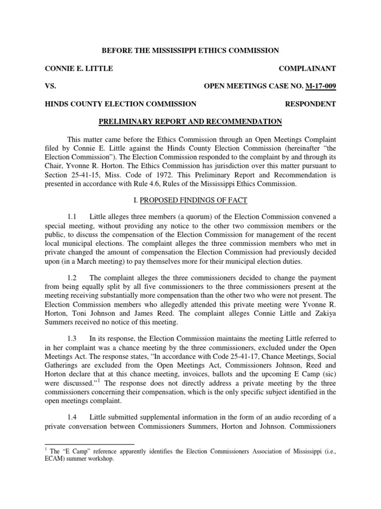 Hinds County Election Commission Ethics Case | PDF | Freedom Of ...