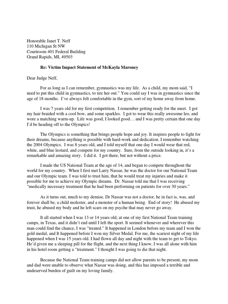 McKayla Maroney's Victim Impact Statement | Sexual Abuse | Crimes