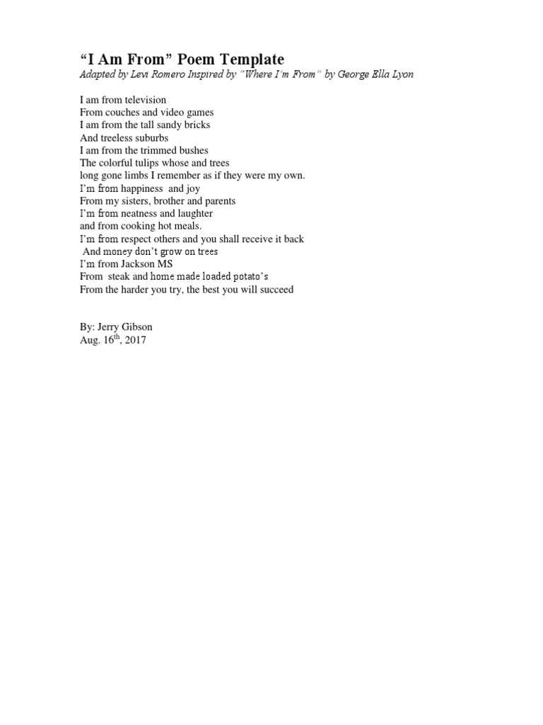 Where Im From Poem-1 | PDF