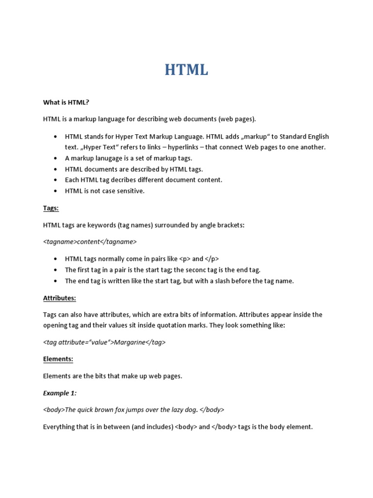 What Is HTML?: Content | PDF | Html Element | Markup Language