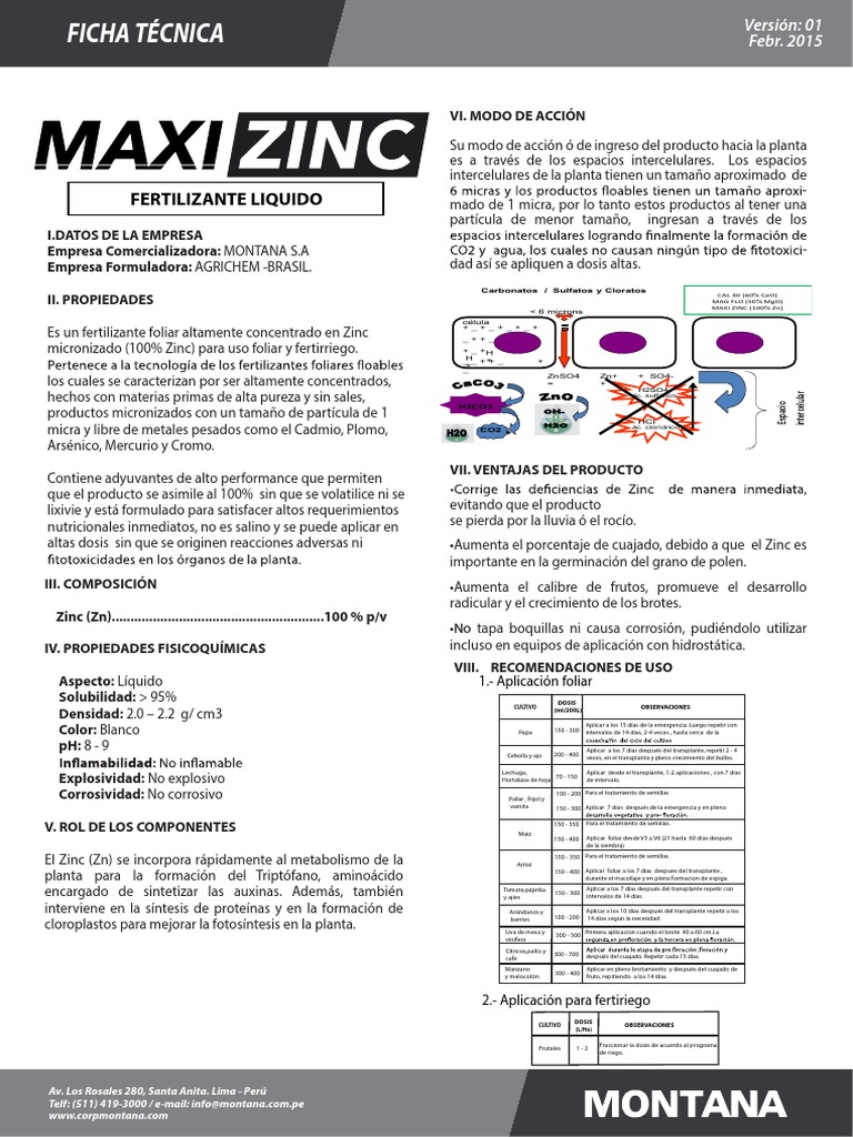 FT Maxi Zinc | PDF | Zinc | Ácido sulfúrico