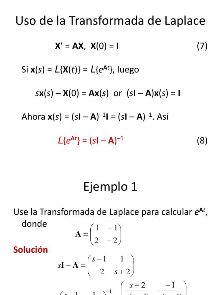 Matriz Exponencial Uso de La Transformada de Laplace (1)
