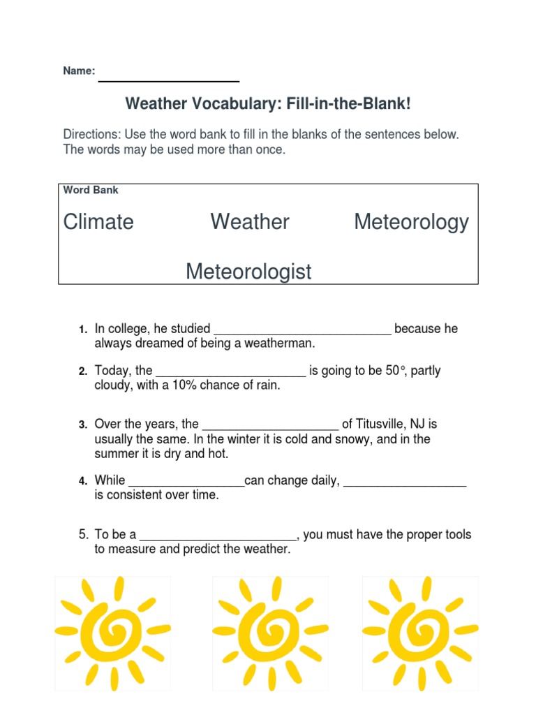 Weather Vocabulary Assessments | PDF