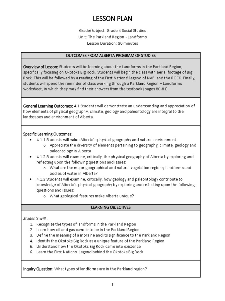Exploring Alberta's Parkland Landforms | PDF | Geography | Educational ...
