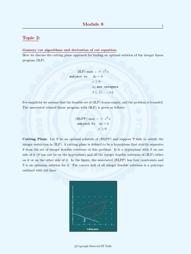 NPTEL Gomory Cut Algorithm Course Linear Programming Problems | PDF | Linear Programming ...