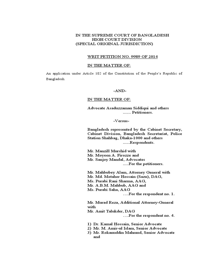 16th Amendmend Case Highcourt Division | PDF | Supreme Court Of India ...