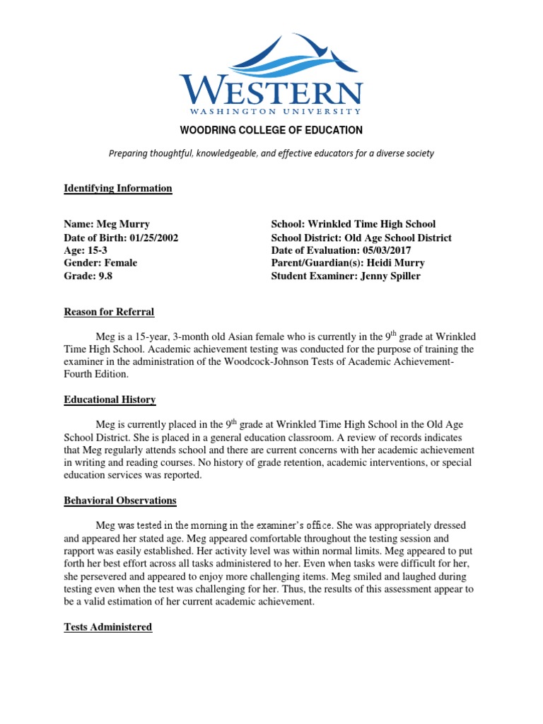 Integrated Assessment Report Template Updated Spring 2017-1 | PDF ...