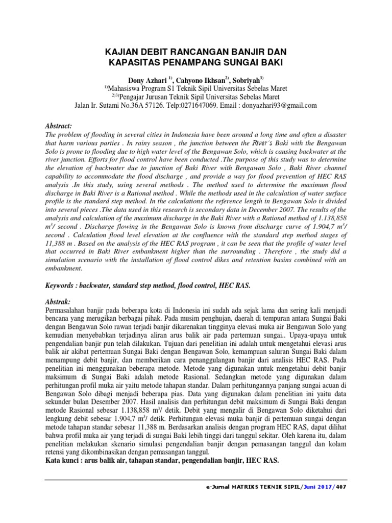 Analysis of Flood Routing Design and Channel Capacity of Baki River and ...