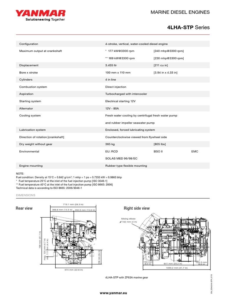 Yanmar 4lha STP | PDF | Diesel Engine | Engines