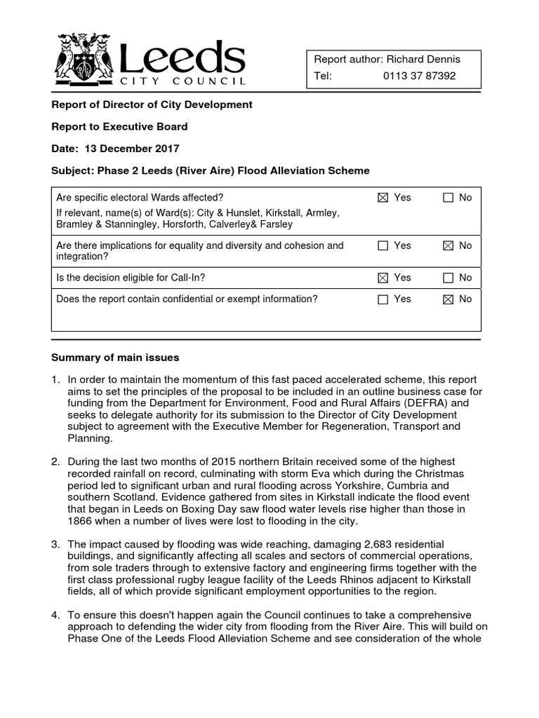 Flood Alleviation Cover Report 041217 | Flood | River