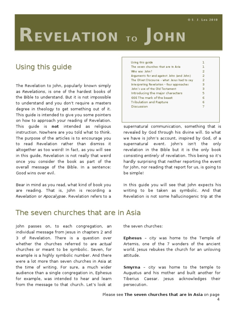 Revelations Study Guide | PDF | Gospel Of John | Book Of Revelation