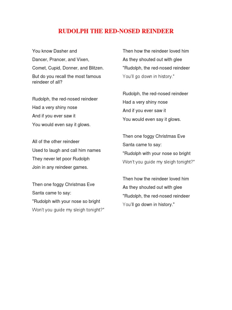 Rudolph the Red-Nosed Reindeer Poem | PDF | Art