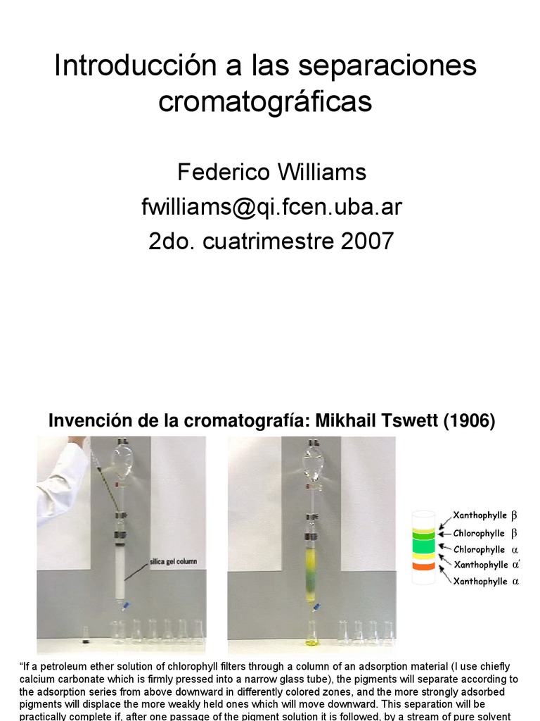 Mikhail Tswett (1872-1919) | PDF | Cromatografía | Cromatografía de gases