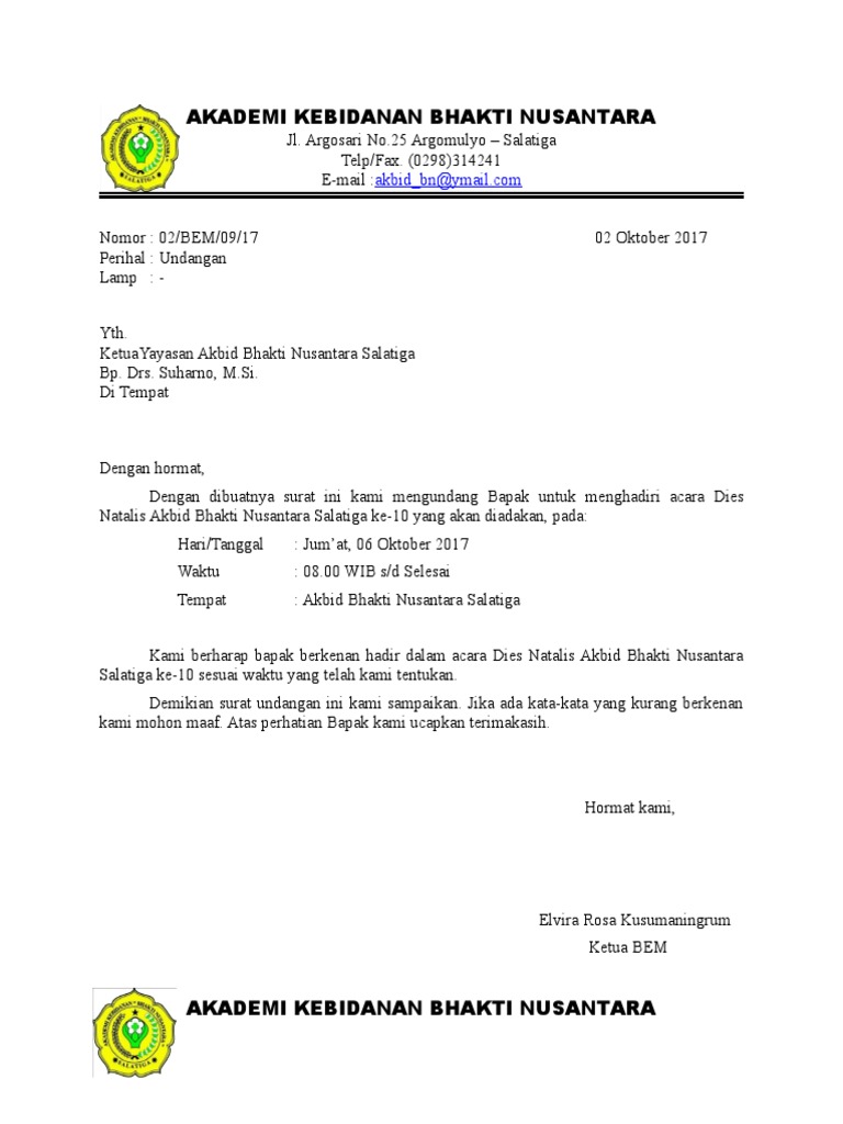 Surat Undangan Dies Natalis | PDF | Griya & Taman