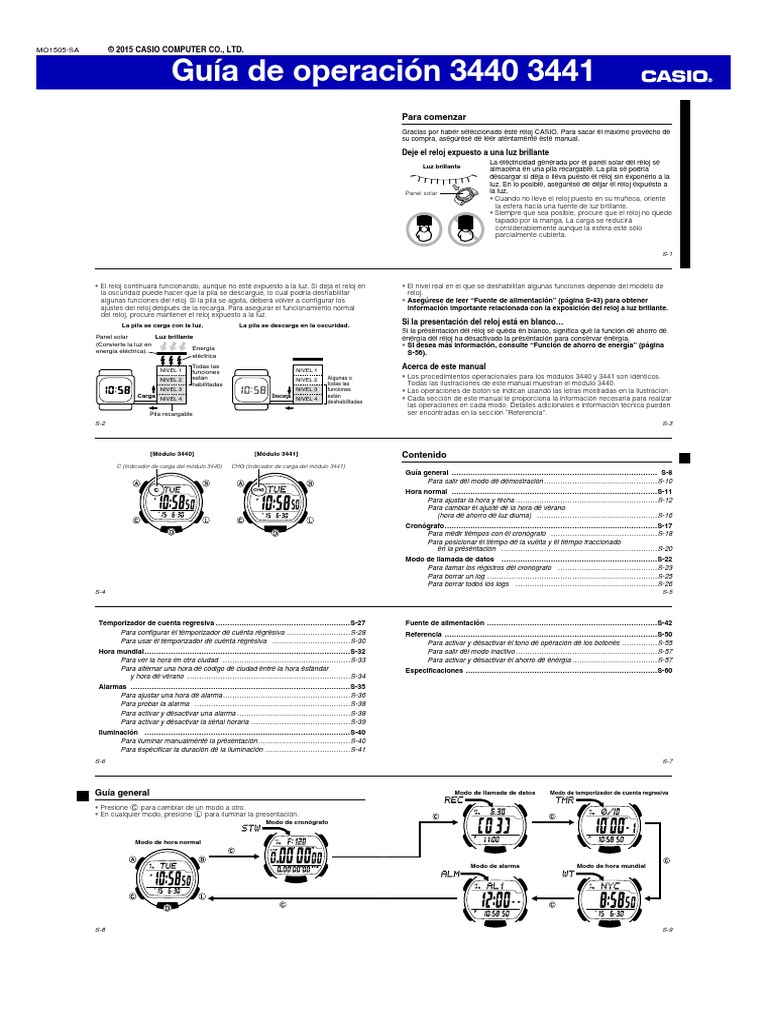 Manual CASIO 3441-3440 | PDF | Horario de verano | Reloj