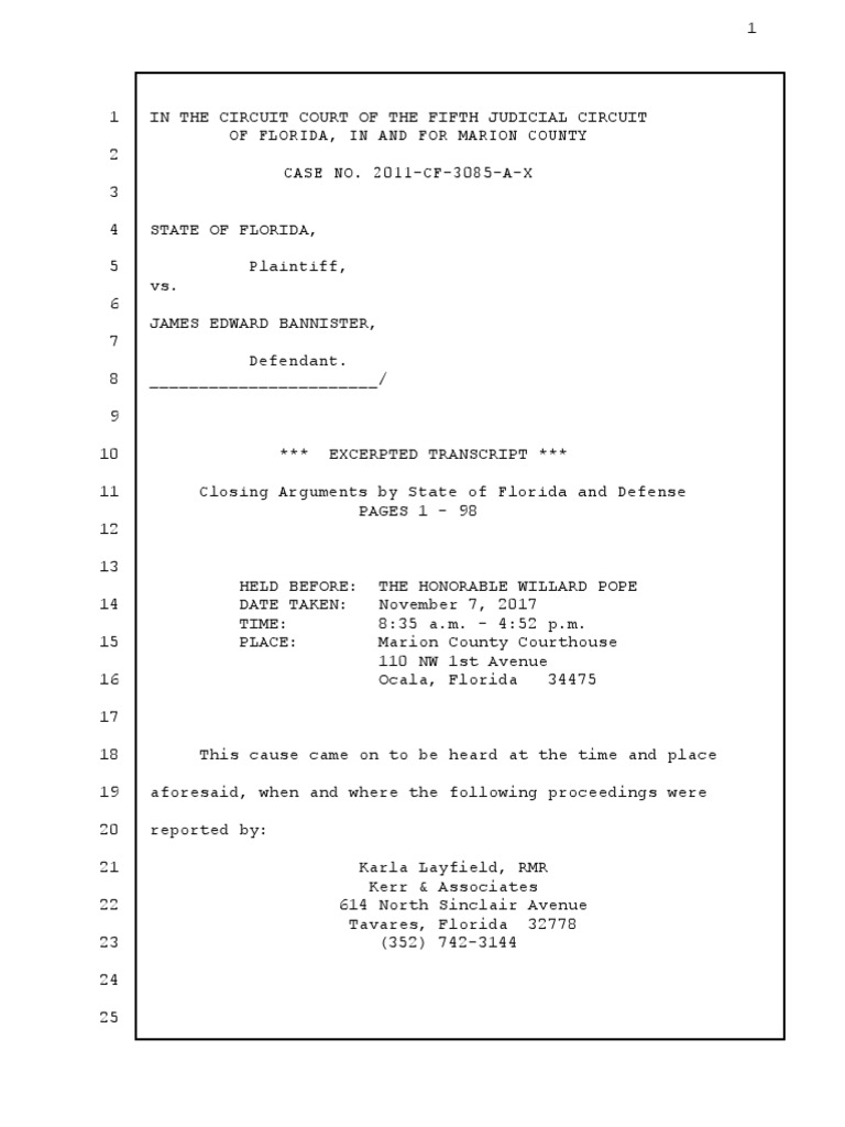 Closing Arguments by State and Defense in Death Penalty Trial of James ...
