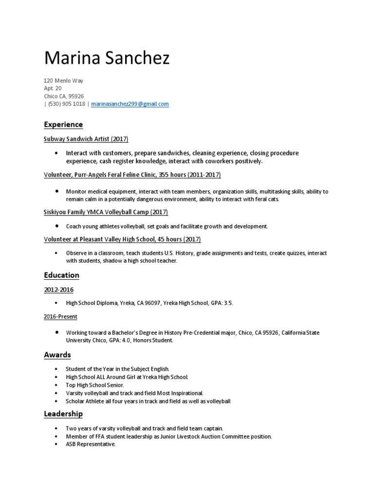 Marina Resume | PDF