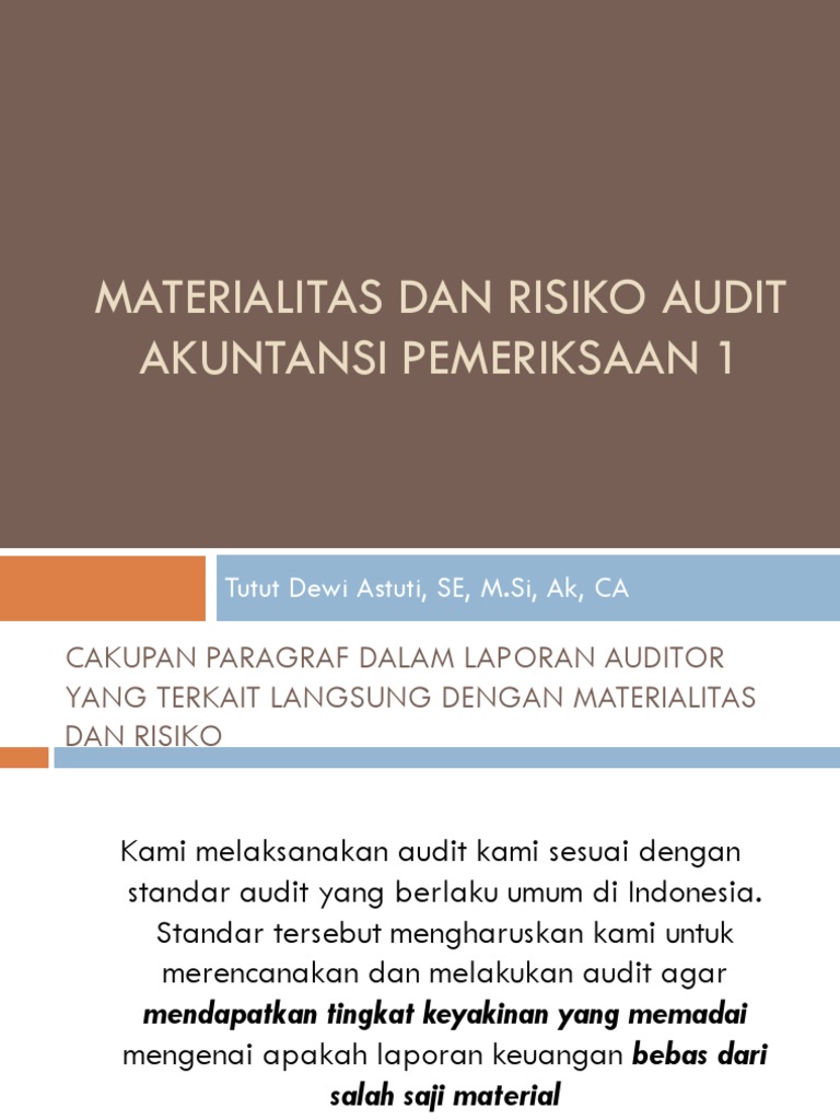 Materialitas Dan Risiko Audit | PDF
