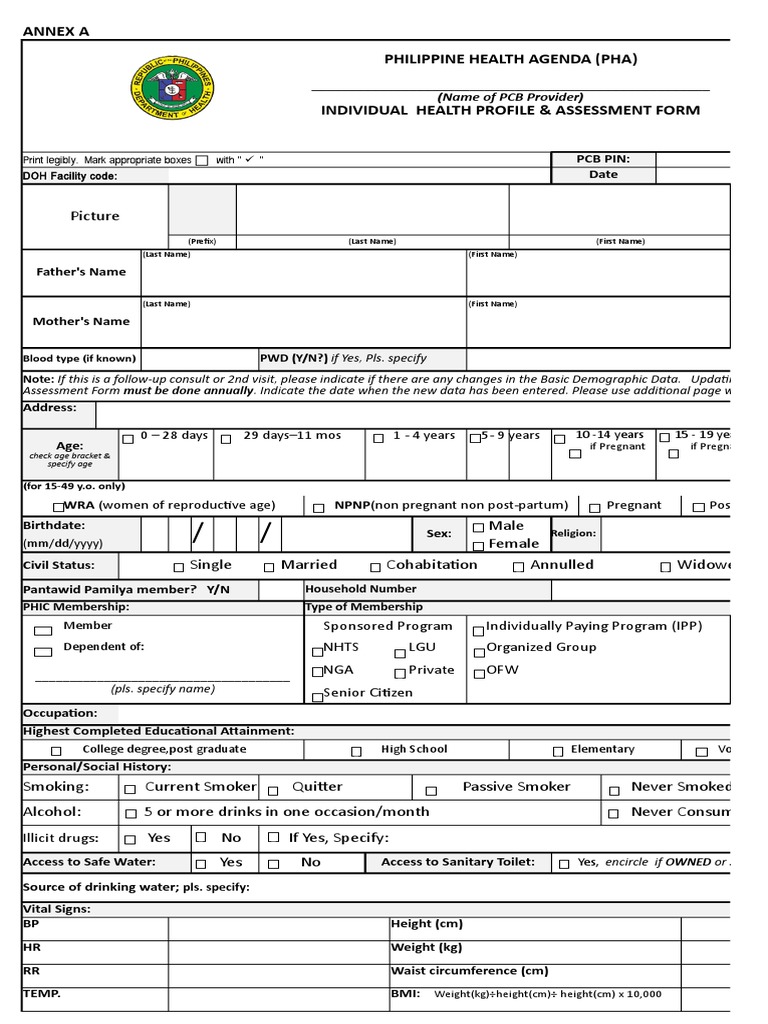 Individual Health Profile Form | PDF | Menstruation | Menstrual Cycle
