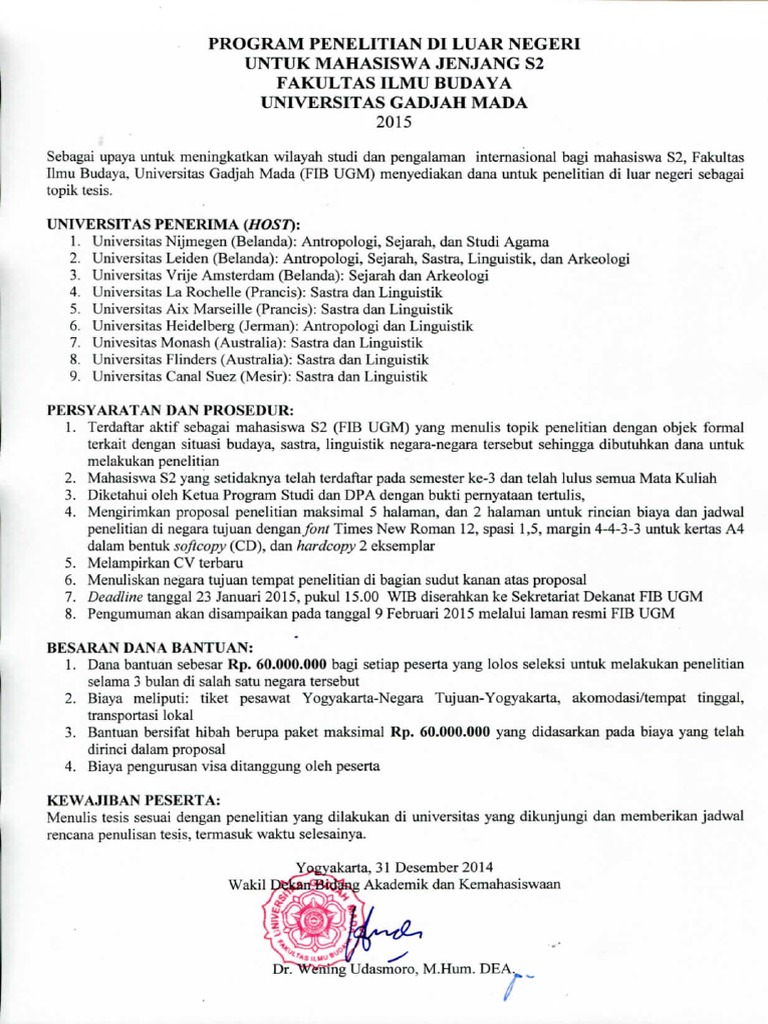 Beasiswa Tesis Ugm | PDF