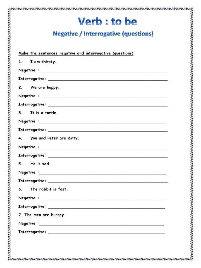 Verb To Be Negative Interrogative Grammar CORINA | PDF