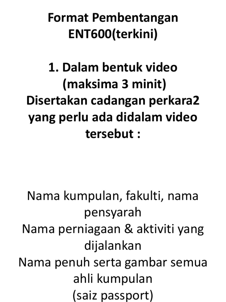 Format Pembentangan ENT600 | PDF