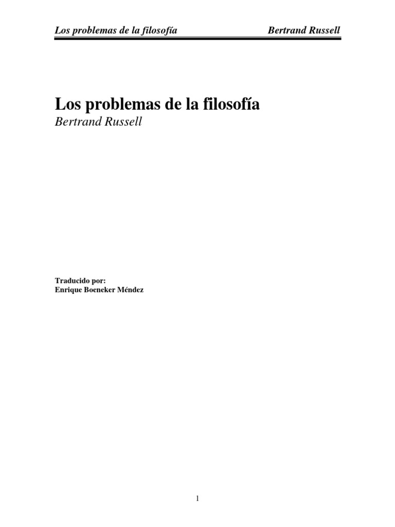 Lectura - Bertrand Russell - El Valor de La Filosofía | PDF ...
