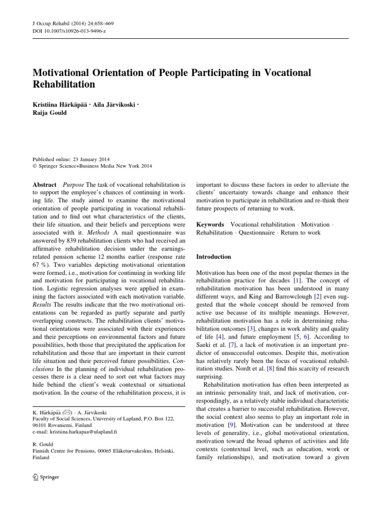 Motivational Orientation of People Participating in Vocational ...