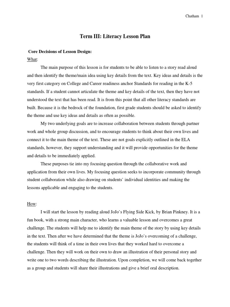 Modified Literacy Lesson Plan | PDF | Classroom | Lesson Plan