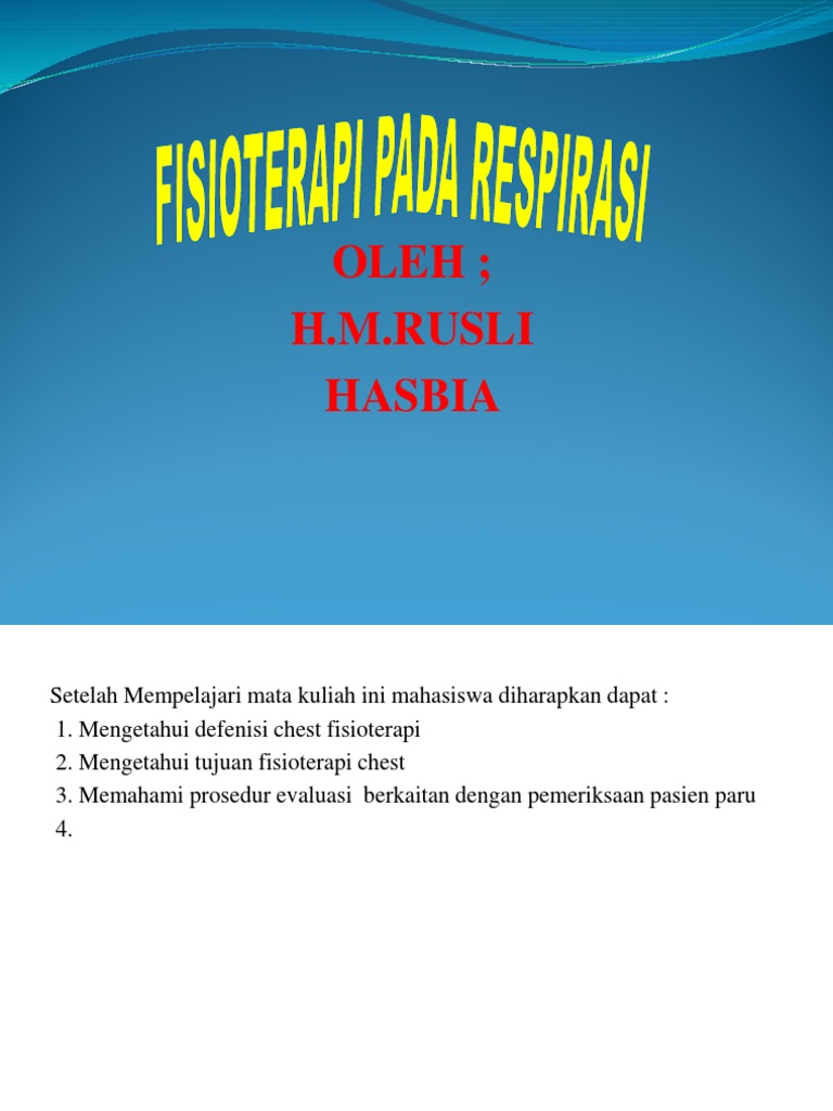 Fisioterapi Respirasi D.iii | PDF