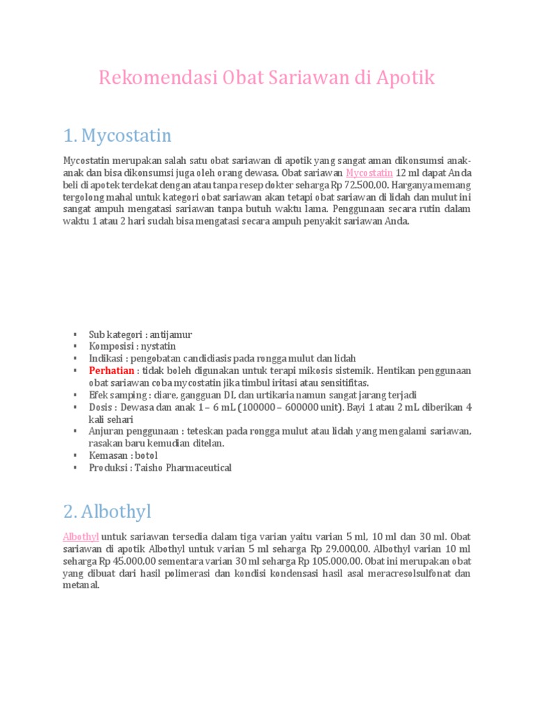 Rekomendasi Obat Sariawan Di Apotik | PDF