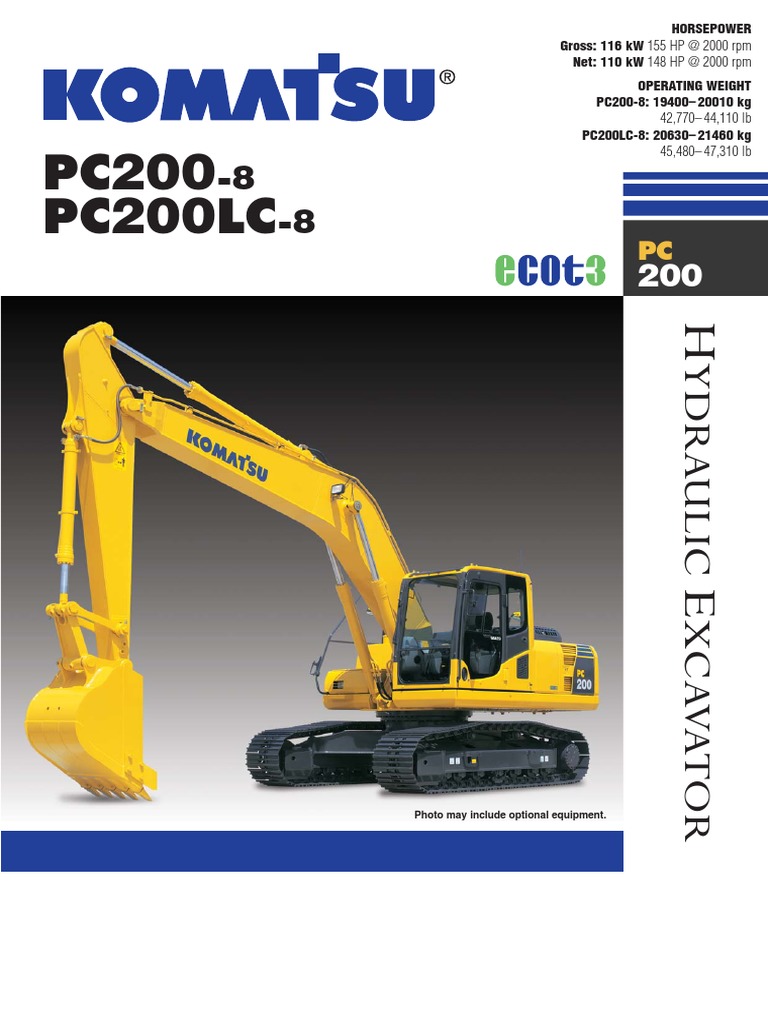 Komatsu PC200 Excavator Specifications | PDF | Computer Monitor | Engines