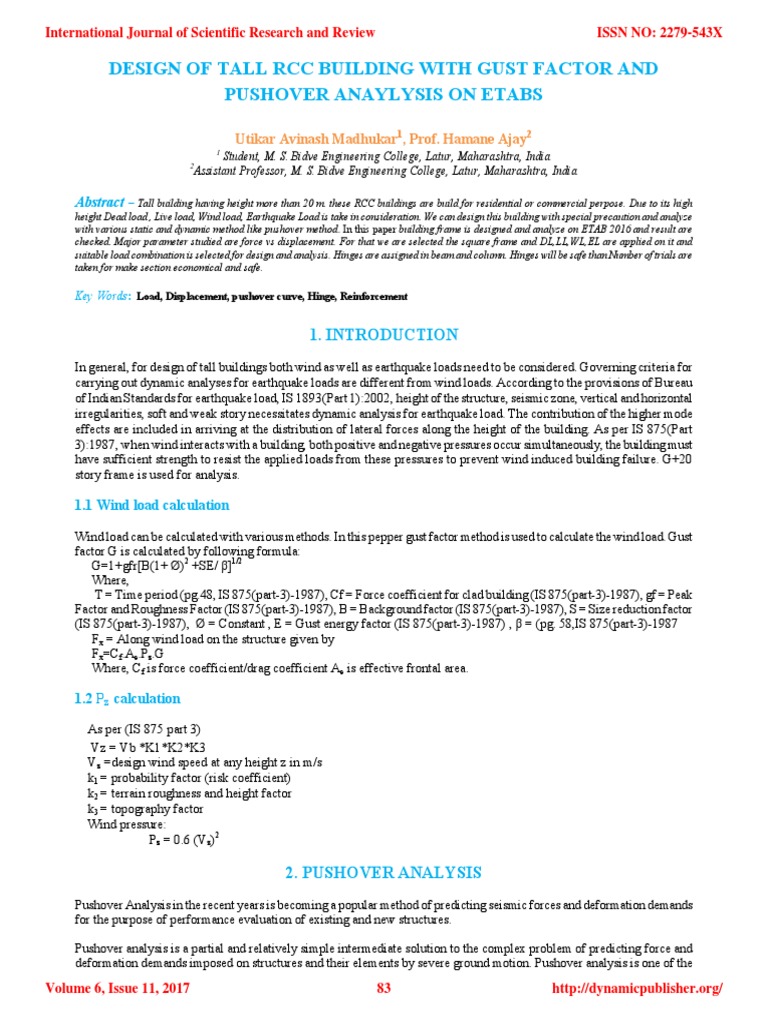 Design of Tall RCC Building With Gust Factor and Pushover Anaylysis On ...