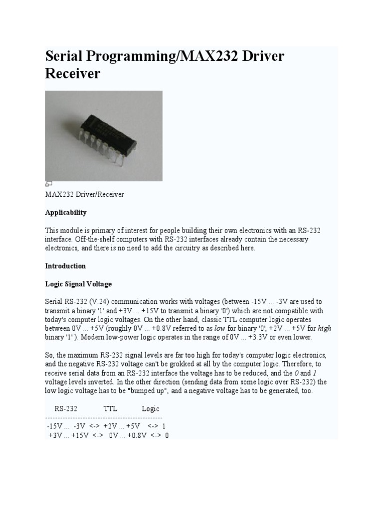 Serial Programming/MAX232 Driver Receiver: Applicability | PDF ...