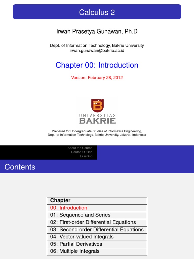 Calculus 2: Chapter 00: Introduction | PDF | Gradient | Derivative