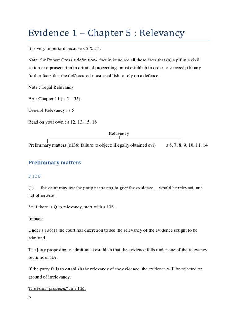 5 Evidence I Relevancy | PDF | Evidence (Law) | Criminal Justice