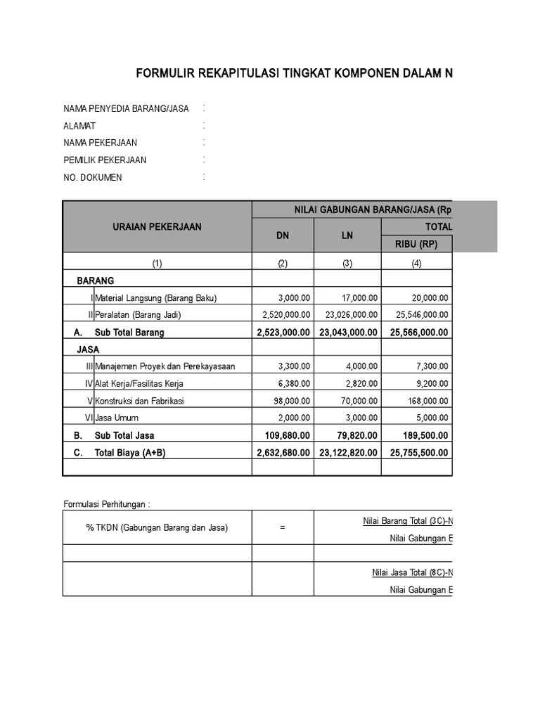 Cara Menghitung Tkdn Excel