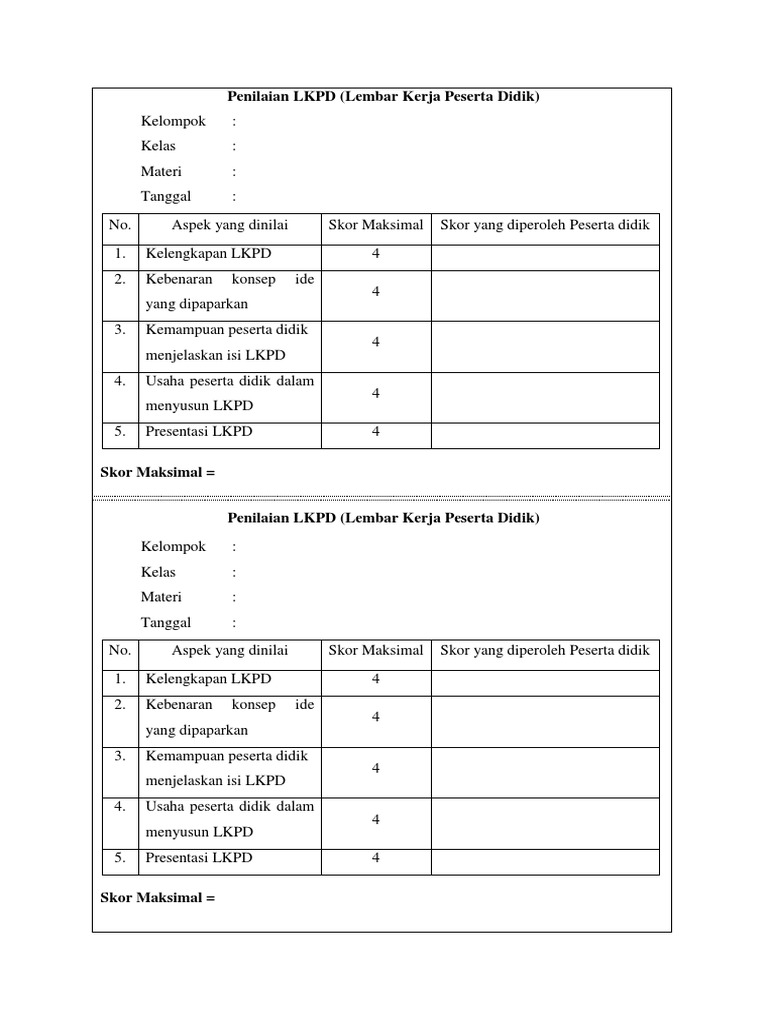 Penilaian LKPD 2 Poster | PDF