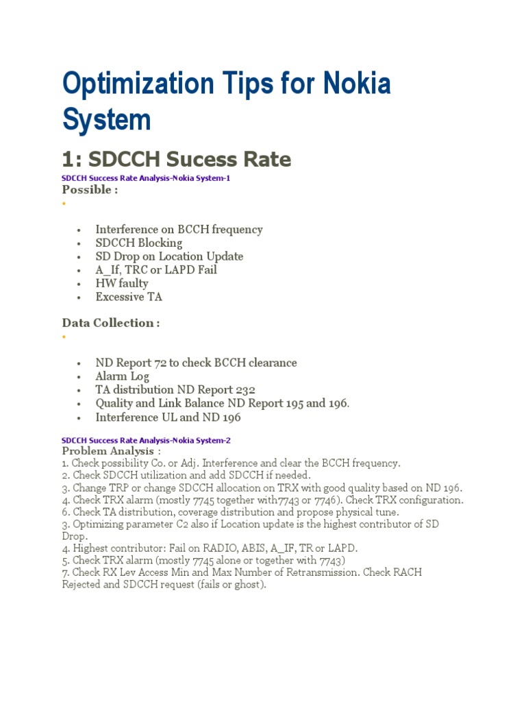 Optimization Tips For Nokia System | PDF