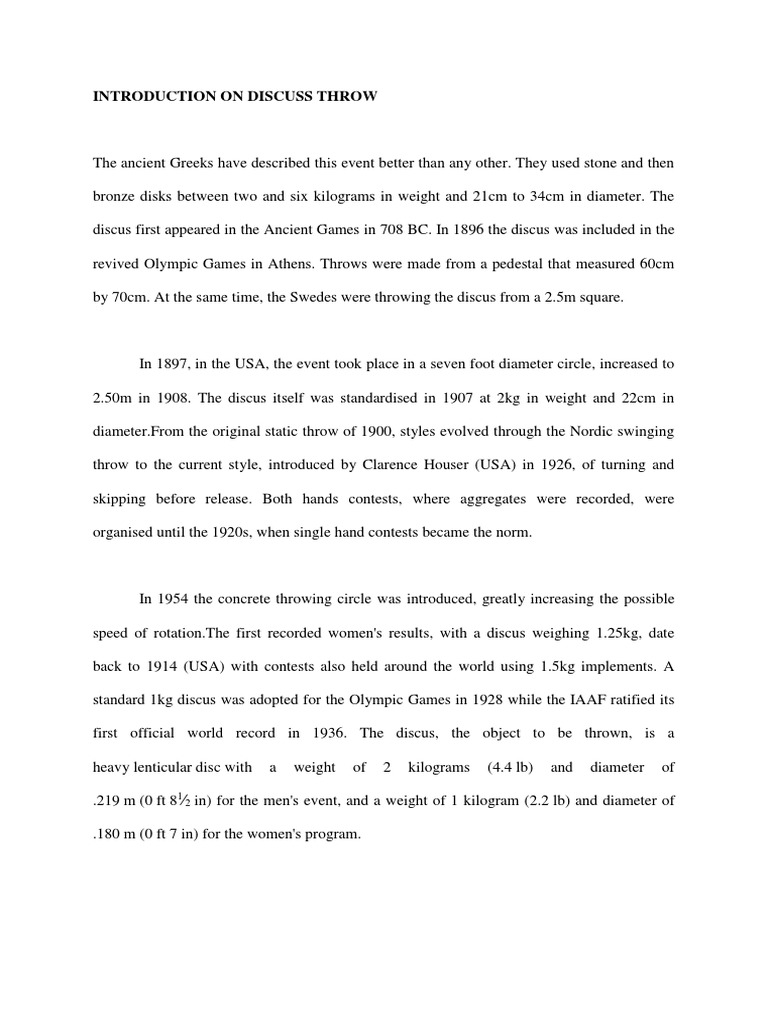 Mini Project On Discuss Throw | PDF | Sports | Nature