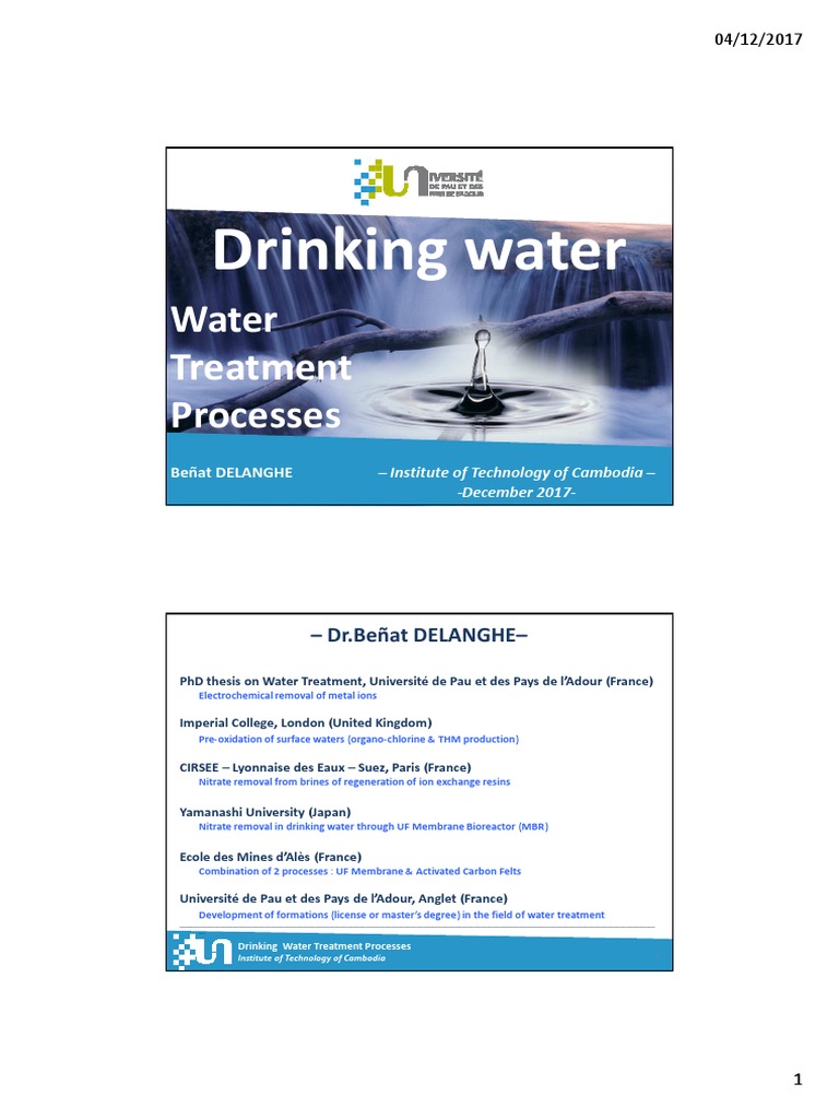 Drinking Water ITC Students PC | PDF | Chlorine | Water Purification