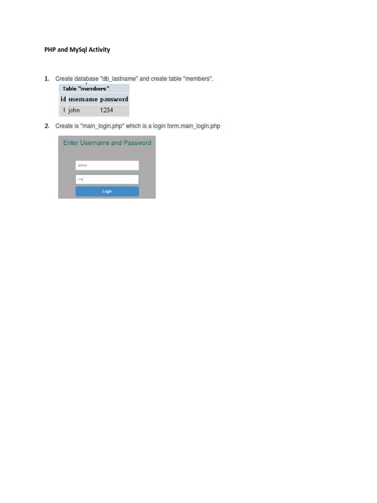 PHP and MySql Activity | PDF