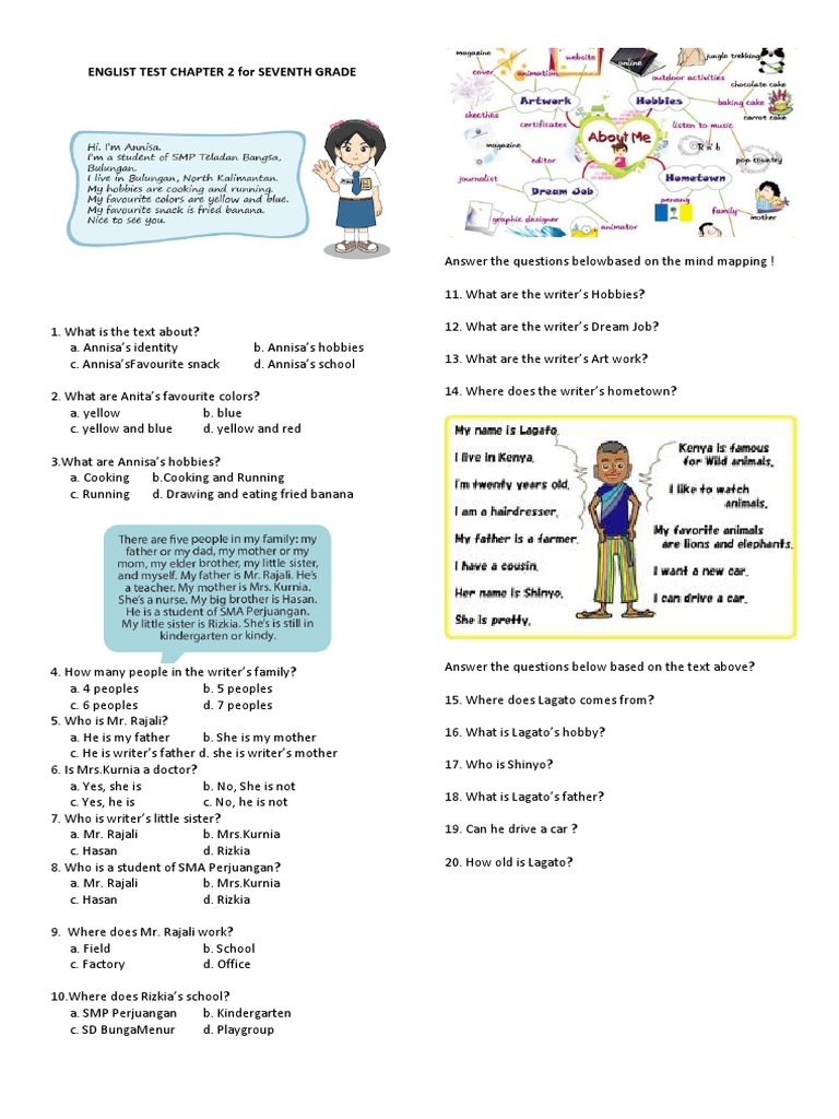 Seventh Grade English Chapter 2: Comprehension Questions | PDF