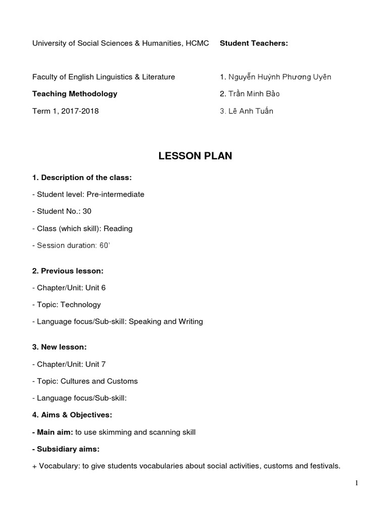 Lesson Plan Group 5 | PDF | Question | Speed Reading