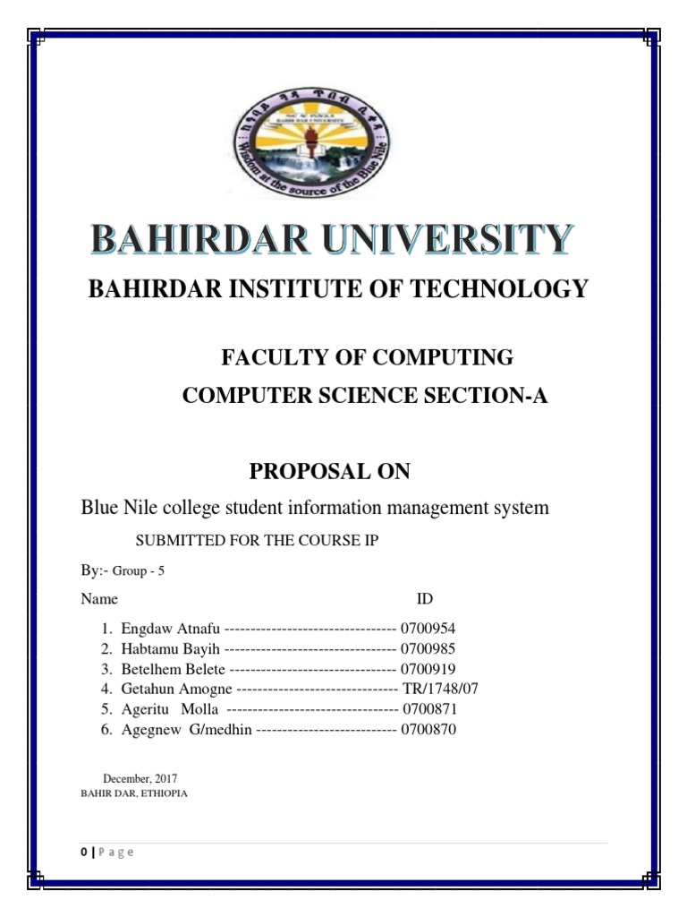 Bahirdar Institute of Technology: Faculty of Computing Computer Science ...