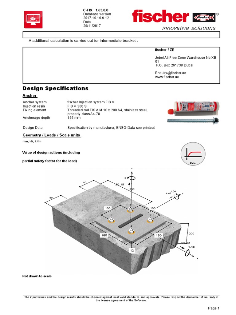 Anchor Calculation Using Fischer ENSO | PDF | Structural Steel | Concrete